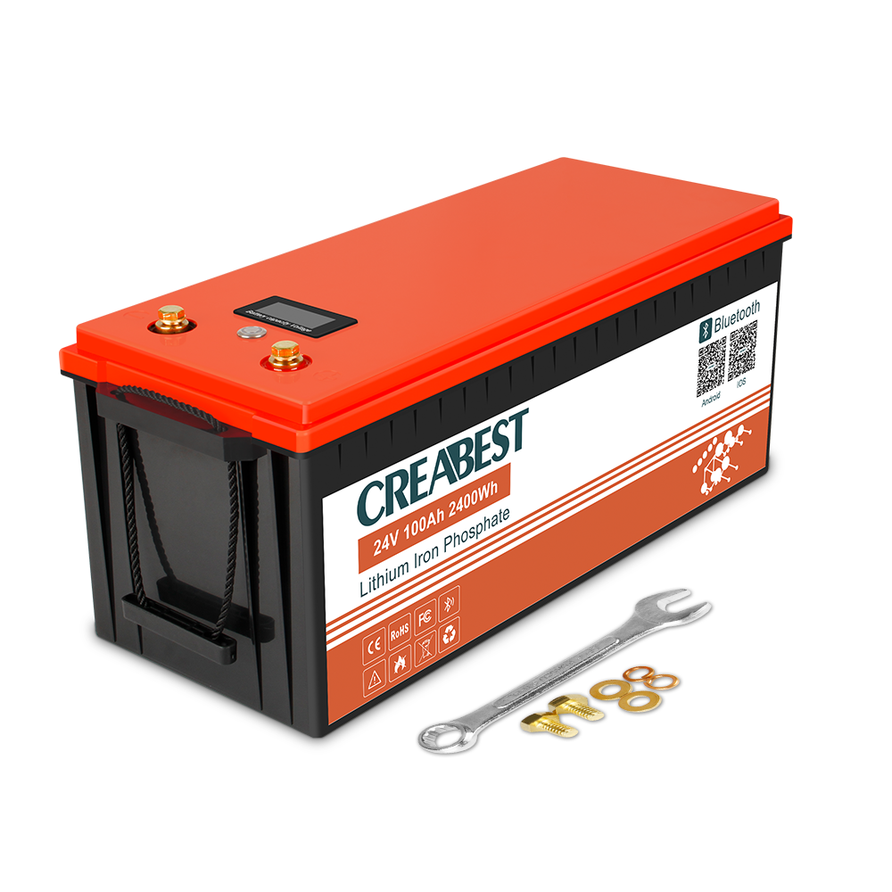 CREABEST LiFePO4 Batteri 24V 100Ah till Husbil Husvagn Marin Solceller ...