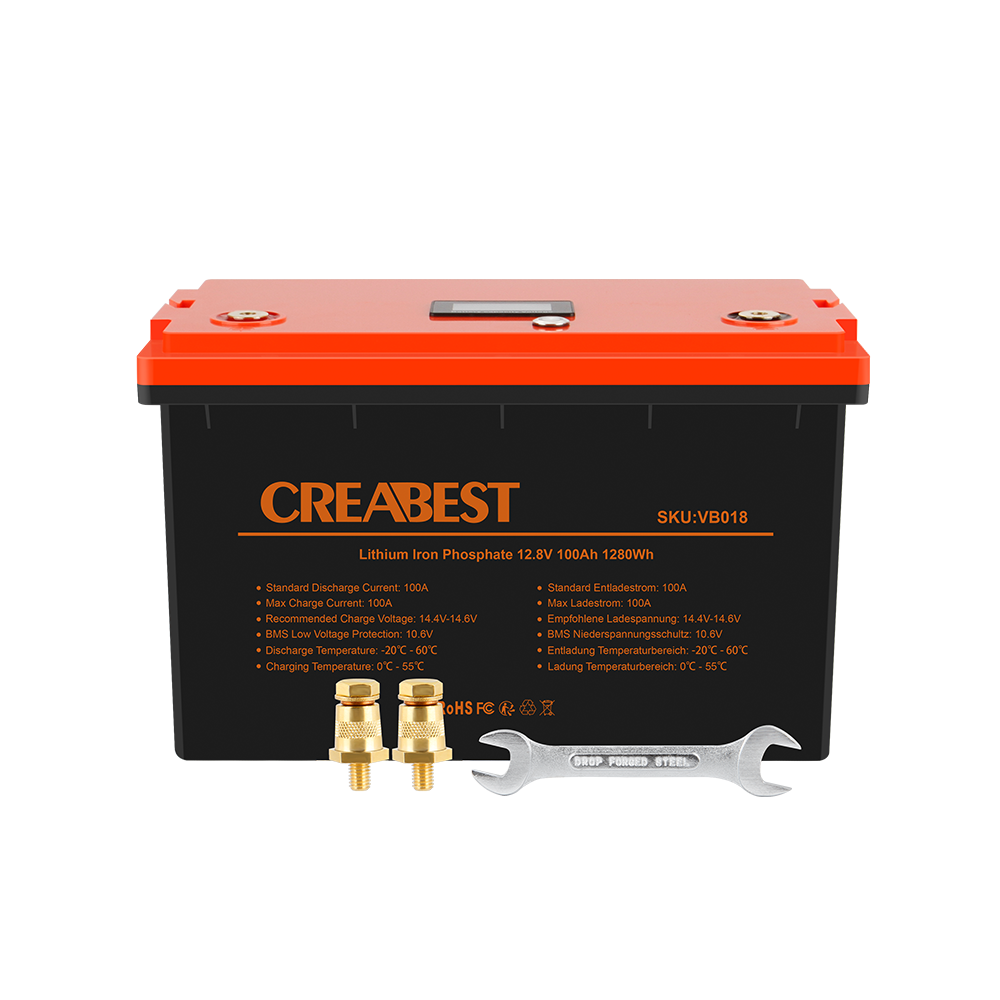 CREABEST LiFePO4 Batteri 12.8V 100Ah till Husbil Husvagn Marin Solcell ...